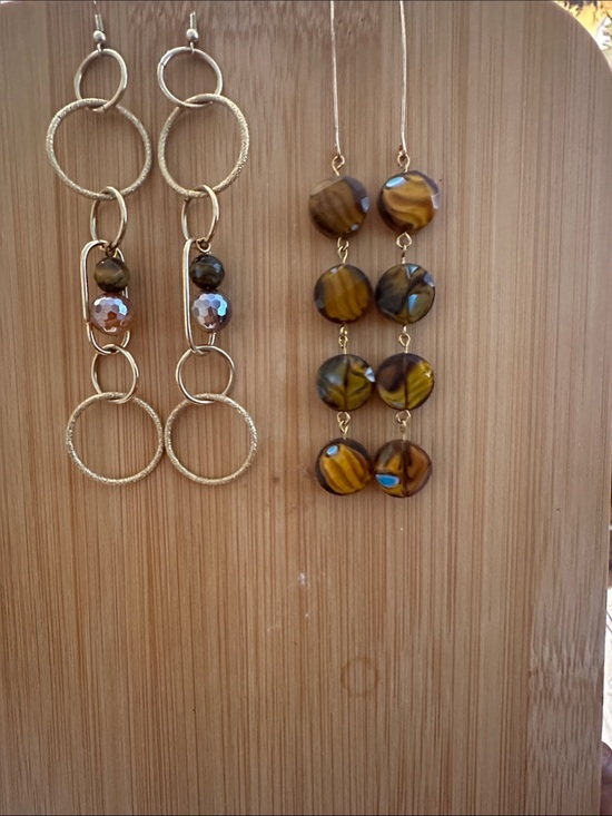 Statements | Jewelry | Handmade Gold Caramel Statement Earring Bundle ...